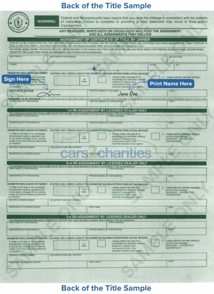 How To Sign A Massachusetts Car Title | Cars2Charities
